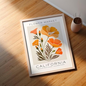 California State Flower Print, California Flower Market Print, Poppy ...