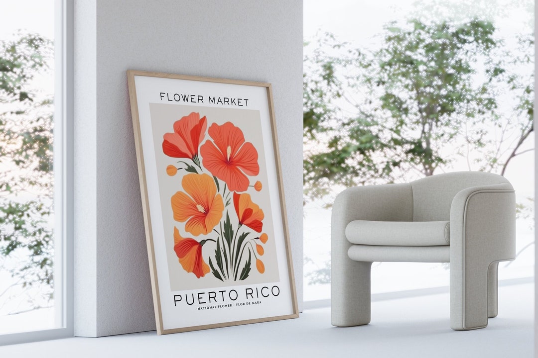 Puerto Rico Flower Market Wall Art, Flor De Maga Print, Modern Home ...