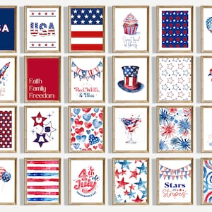 Patriotic Wall Art Set of 54 Independence Day Posters 4th of July Decor ...