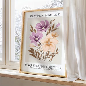 Massachusetts State Flower Print, Massachusetts Flower Market Print ...