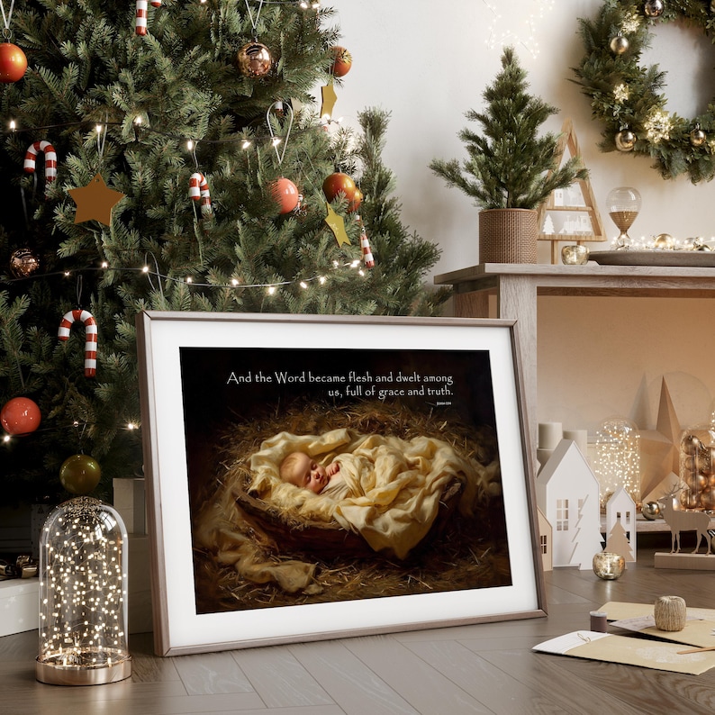 Nativity Wall Art and the Word Became Flesh John 1:14 Baby Jesus in the ...