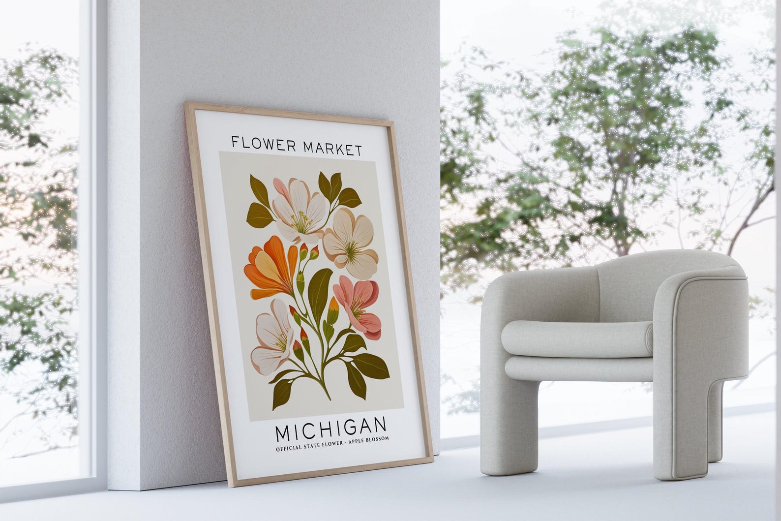 Michigan State Flower Print, Michigan Flower Market Art Print, Apple ...
