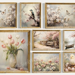 Vintage Spring and Easter Wall Art Set of 15 Prints, Vintage Spring ...