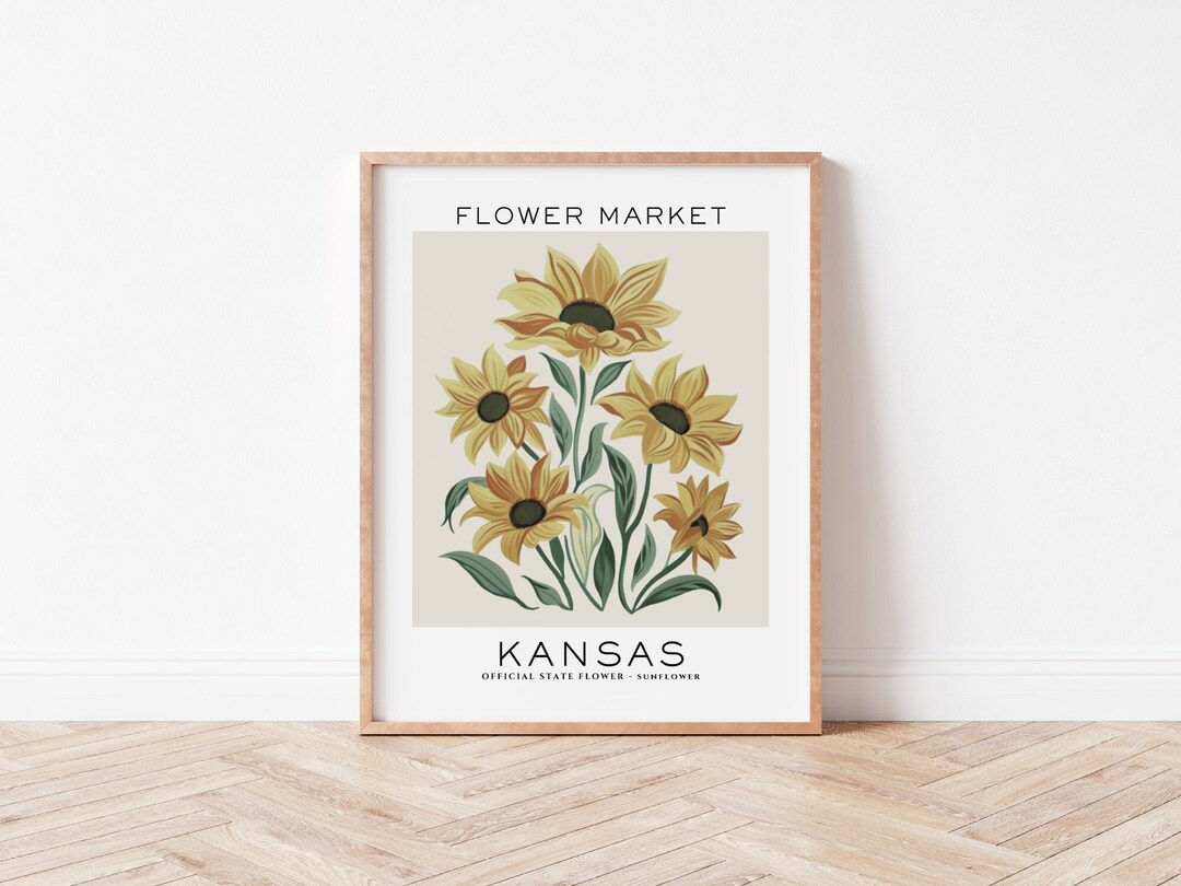 Kansas State Flower Print, Kansas Flower Market Print, Sunflower Art ...