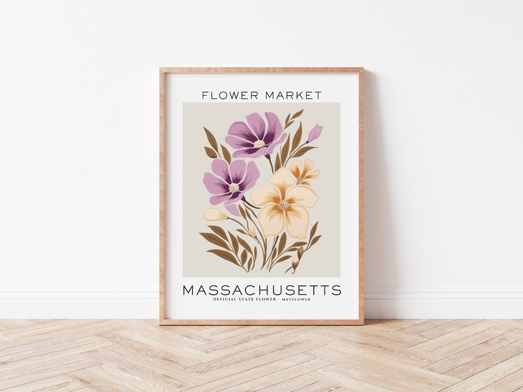 Massachusetts State Flower Print, Massachusetts Flower Market Print ...
