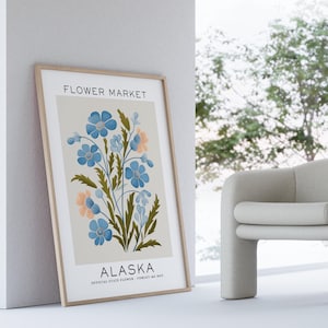 Alaska State Flower Print, Alaska Flower Market Art Print, Forget Me ...