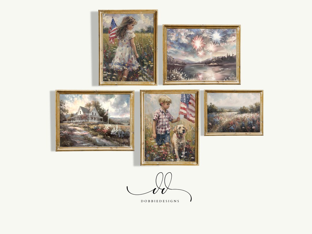 Printable Independence Day Wall Art Set of 5 Prints 4th of July ...