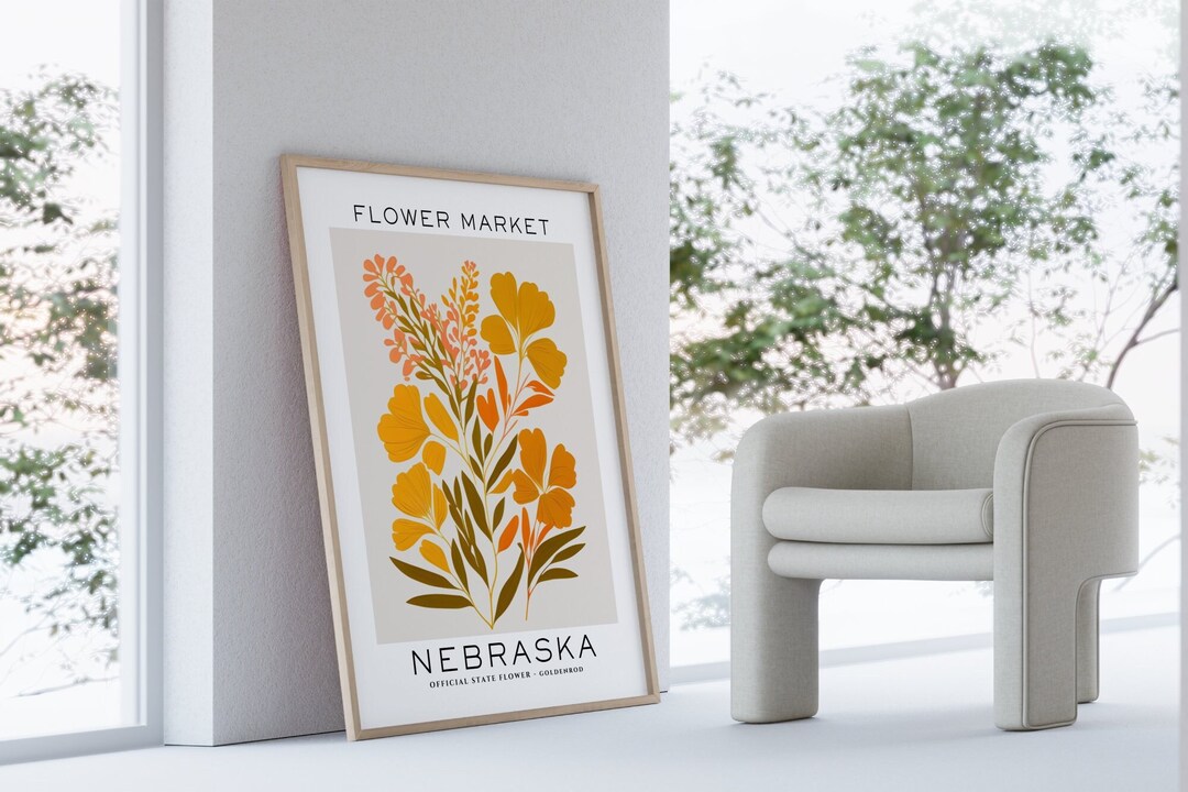 Nebraska State Flower Print, Nebraska Flower Market Print, Goldenrod ...
