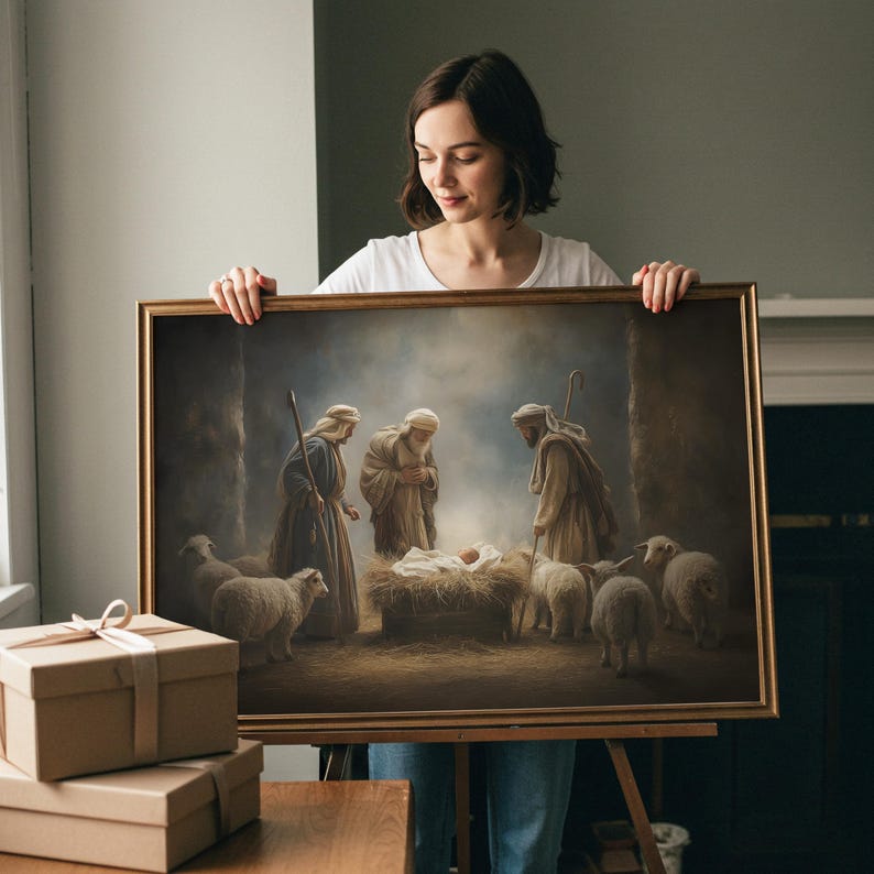 Nativity Gallery Wall Art Set of 9 Rustic Christmas Story Prints ...