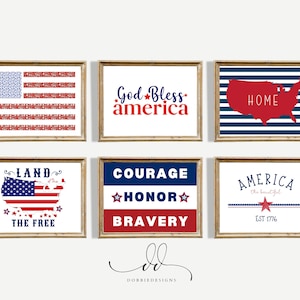 Patriotic Wall Art Set of 54 Independence Day Posters 4th of July Decor ...