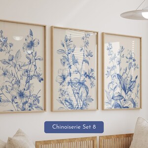 Blue Chinoiserie Bundle, Chinoiserie Wall Art, Vintage Blue Floral ...