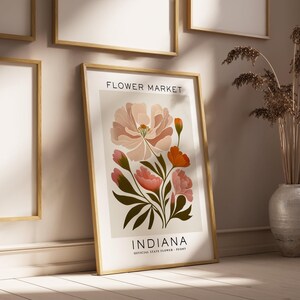 Indiana State Flower Print, Indiana Flower Market Print, Peony Art ...