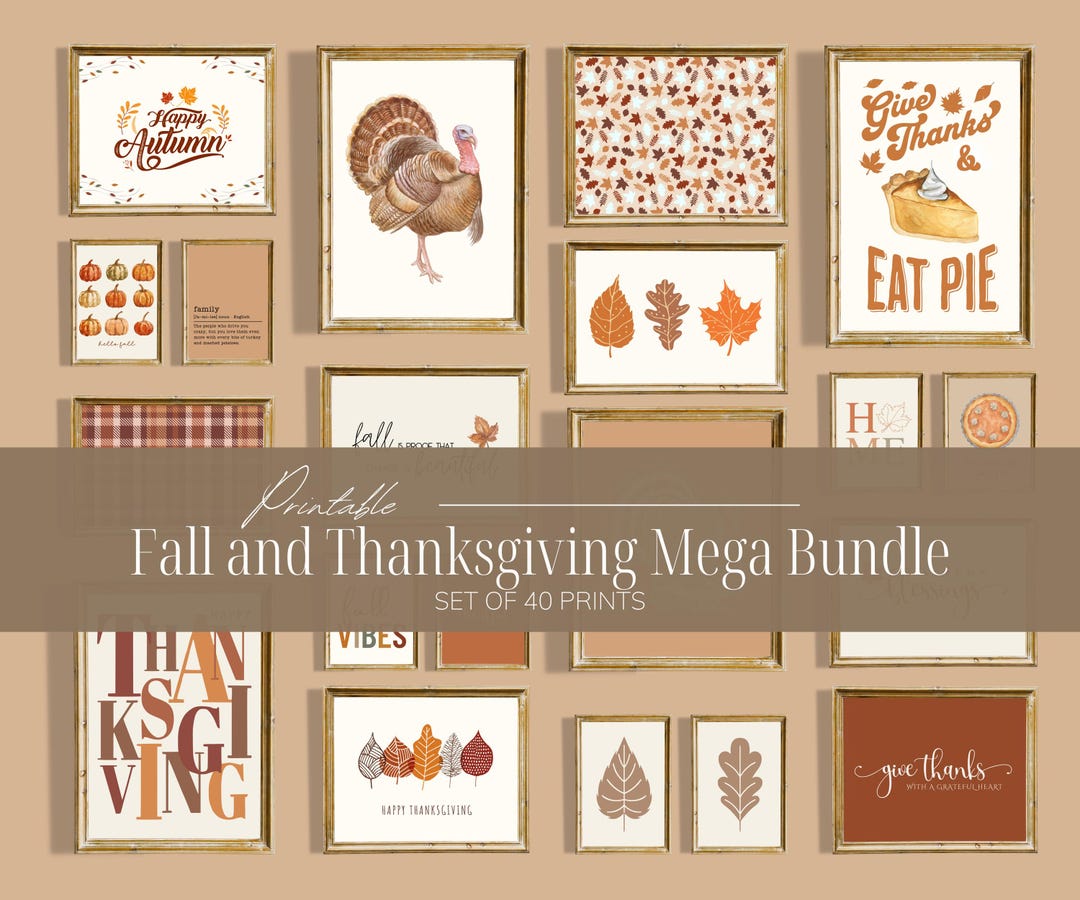 Thanksgiving Gallery Wall Art, Fall and Thanksgiving Mega Bundle ...