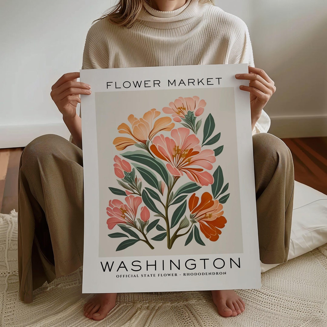 Washington State Flower Print, Washington Flower Market Print ...