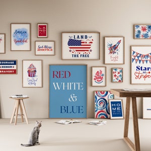 Patriotic Wall Art Set of 54 Independence Day Posters 4th of July Decor ...