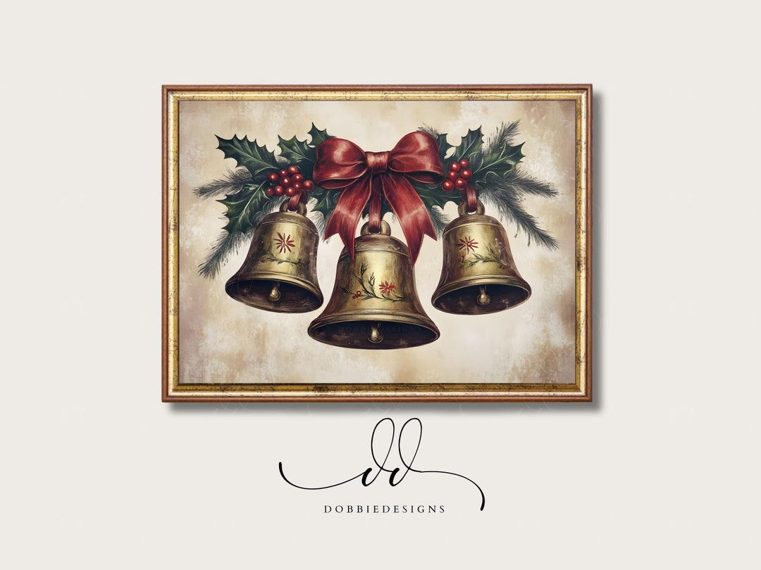 Vintage Christmas Bells Wall Art Christmas Printable Wall Art Vintage ...