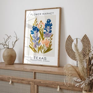 Texas State Flower Print, Texas Flower Market Print, Bluebonnet Art ...