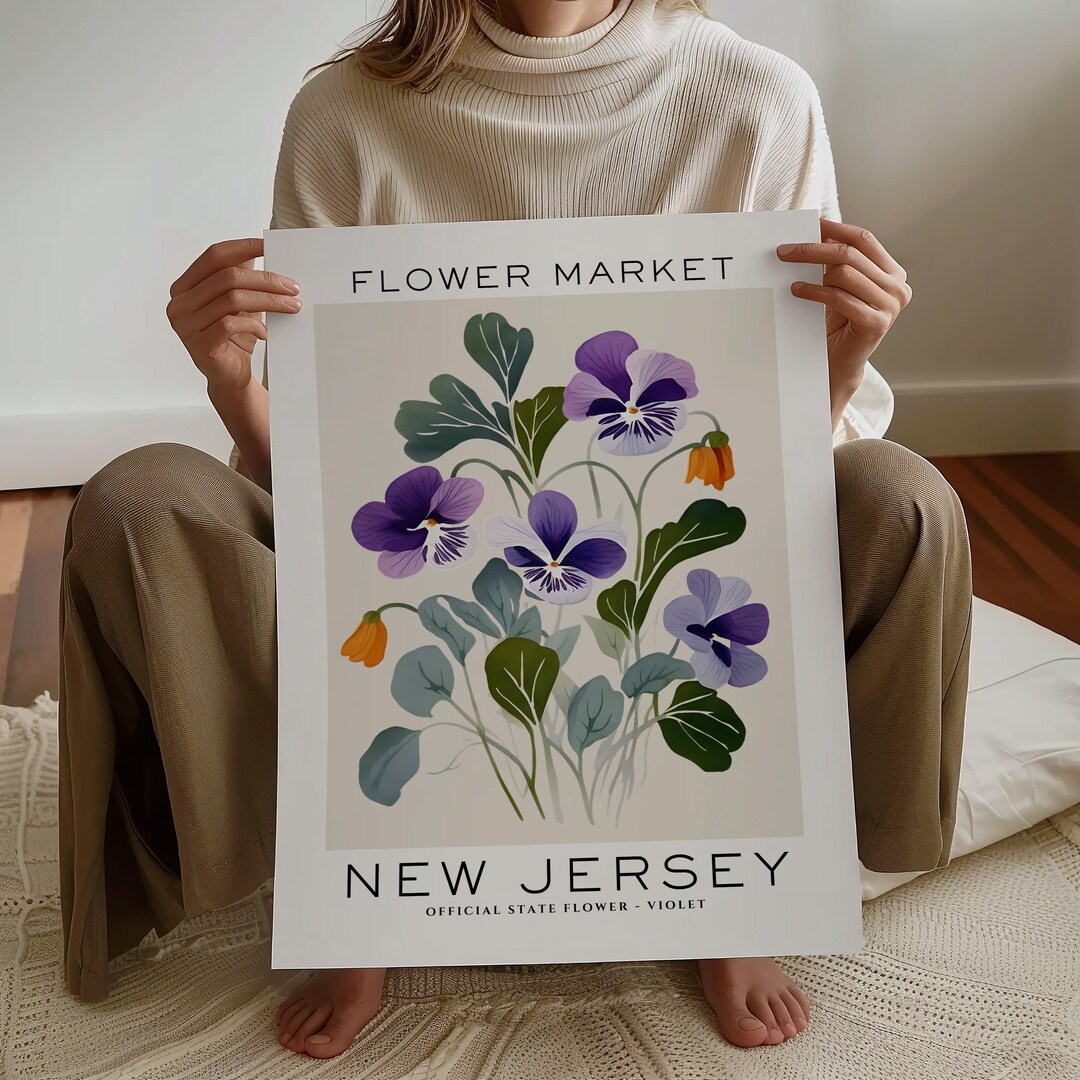 New Jersey State Flower Print, New Jersey Flower Market Print, Violet ...