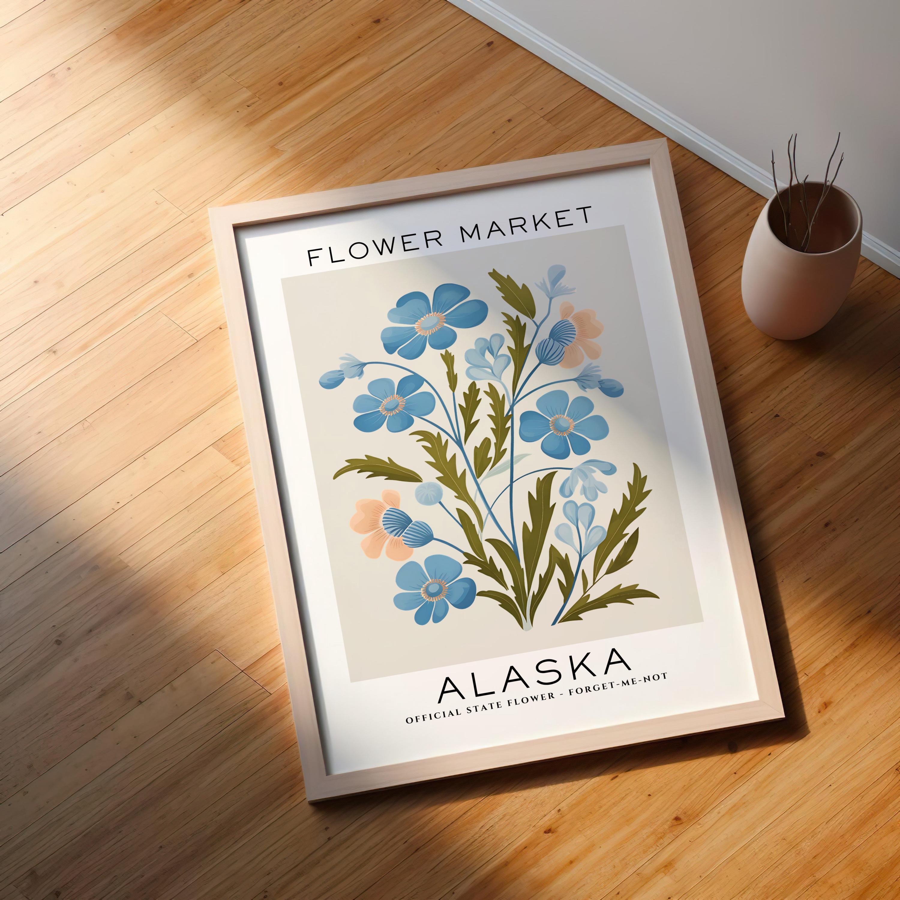 Alaska State Flower Print, Alaska Flower Market Art Print, Forget Me ...