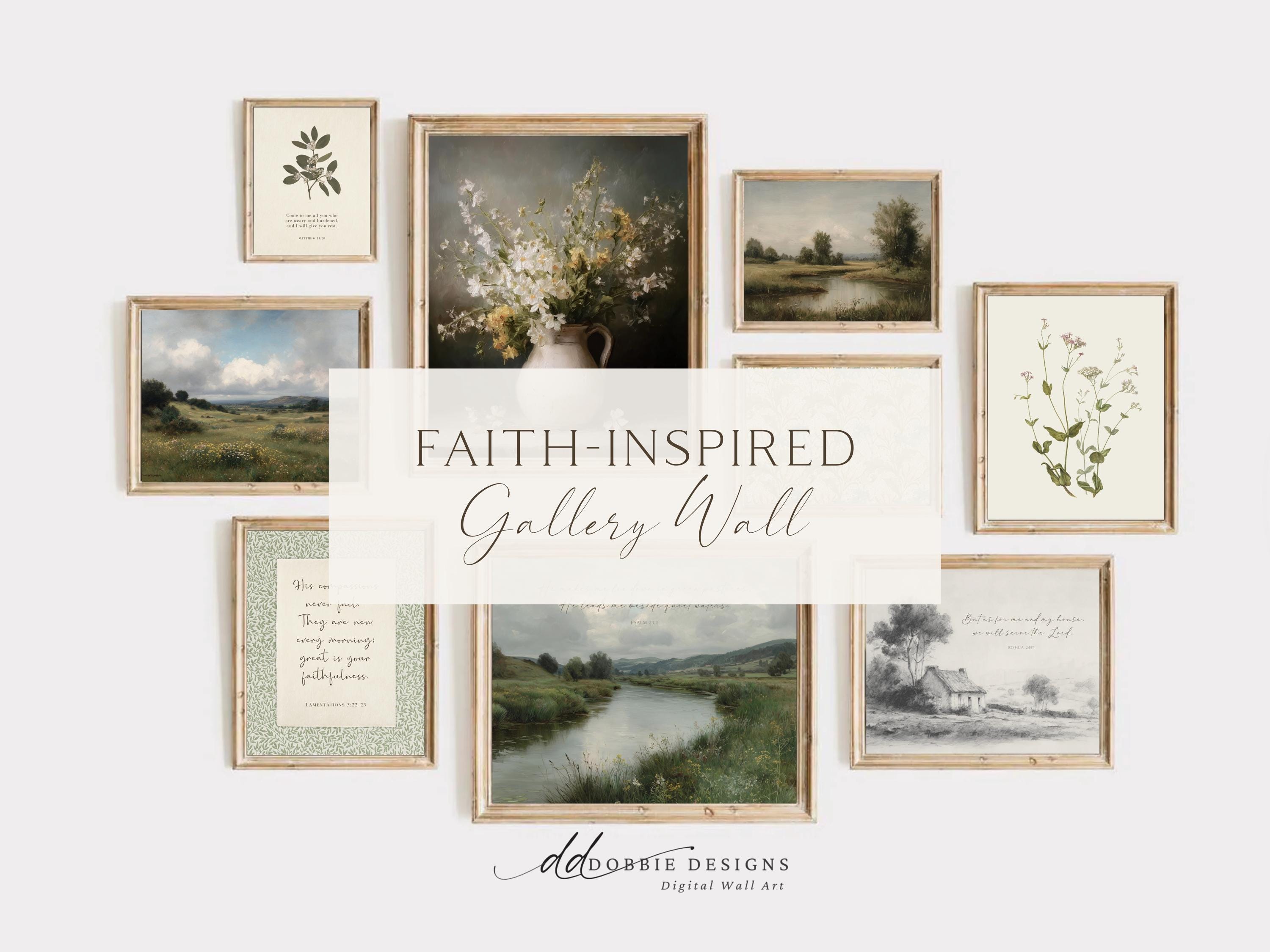 Christian Gallery Wall Art Set of 9 Psalm 23 Faith Inspired Landscape ...