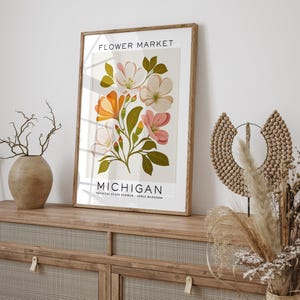 Michigan State Flower Print, Michigan Flower Market Art Print, Apple ...
