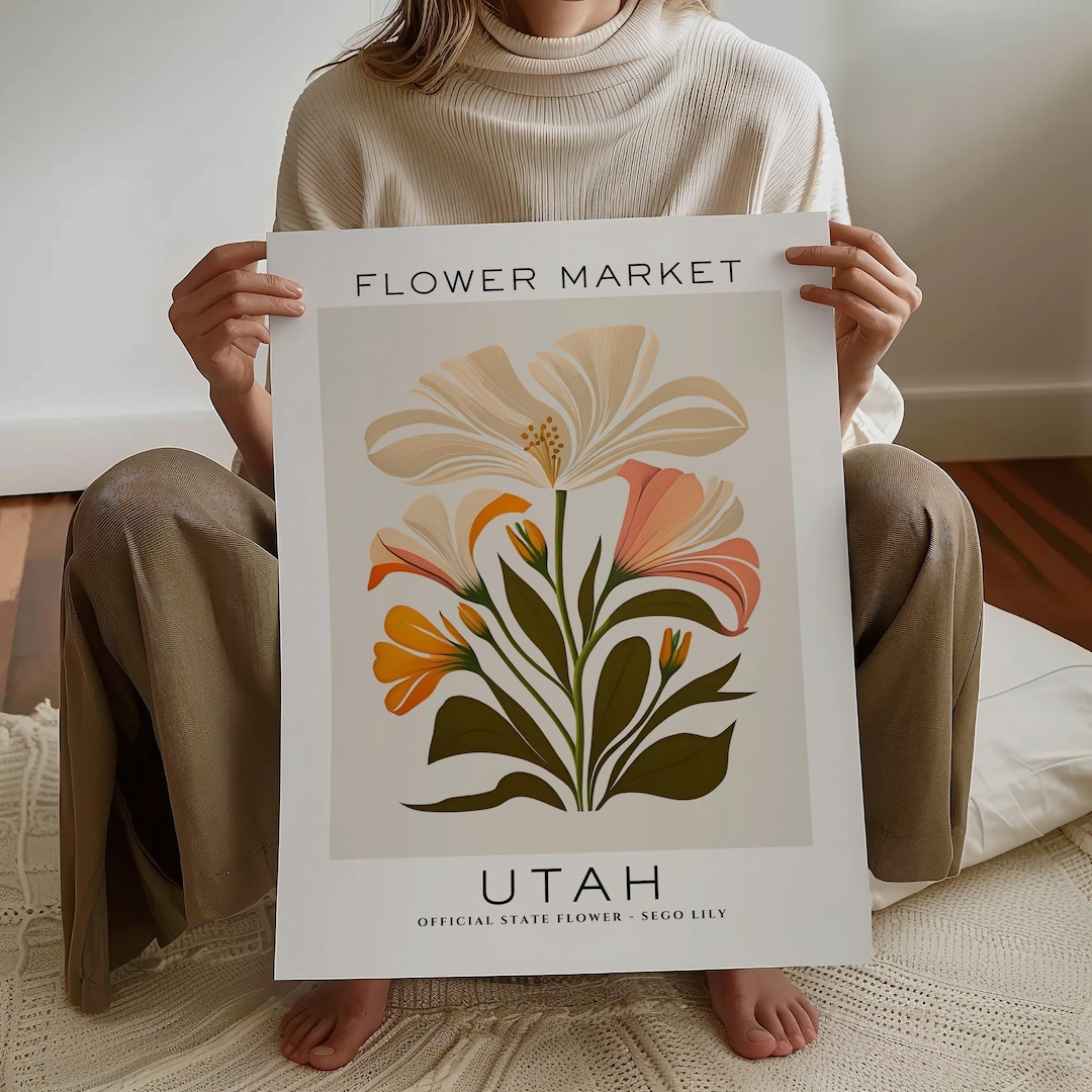 Utah State Flower Print, Utah Flower Market Print, Sego Lily Art Print ...