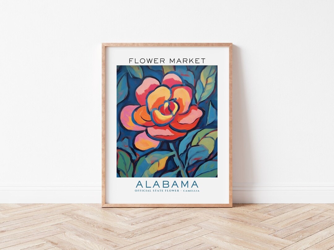 Alabama State Flower Print, Alabama Flower Market Art Print, Camellia ...