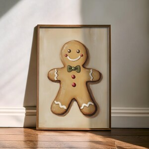 Gingerbread Man Poster Cute Holiday Wall Art Festive Kitchen Decor ...