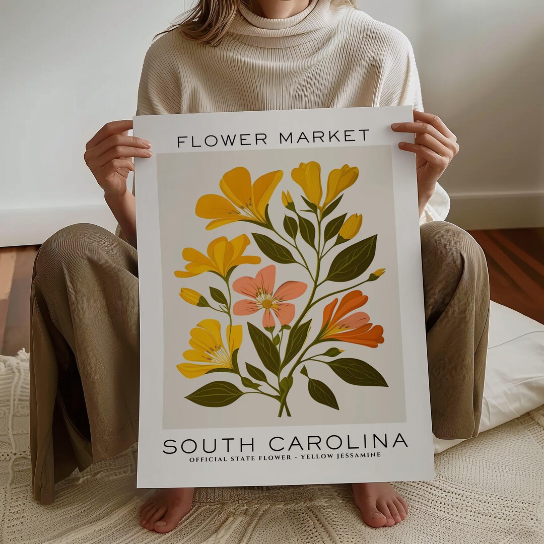 South Carolina State Flower Print, South Carolina Flower Market Print ...