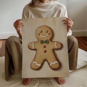 Gingerbread Man Poster Cute Holiday Wall Art Festive Kitchen Decor ...