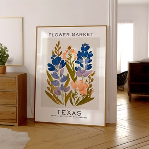 Texas State Flower Print, Texas Flower Market Print, Bluebonnet Art ...