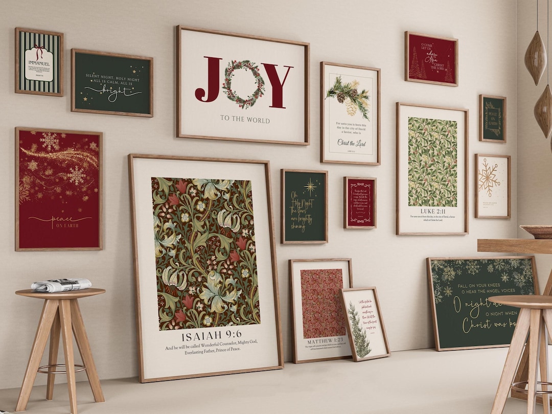 Christian Christmas Scripture Art Prints Holiday Gallery Wall Digital ...