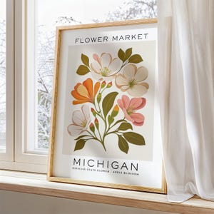 Michigan State Flower Print, Michigan Flower Market Art Print, Apple ...