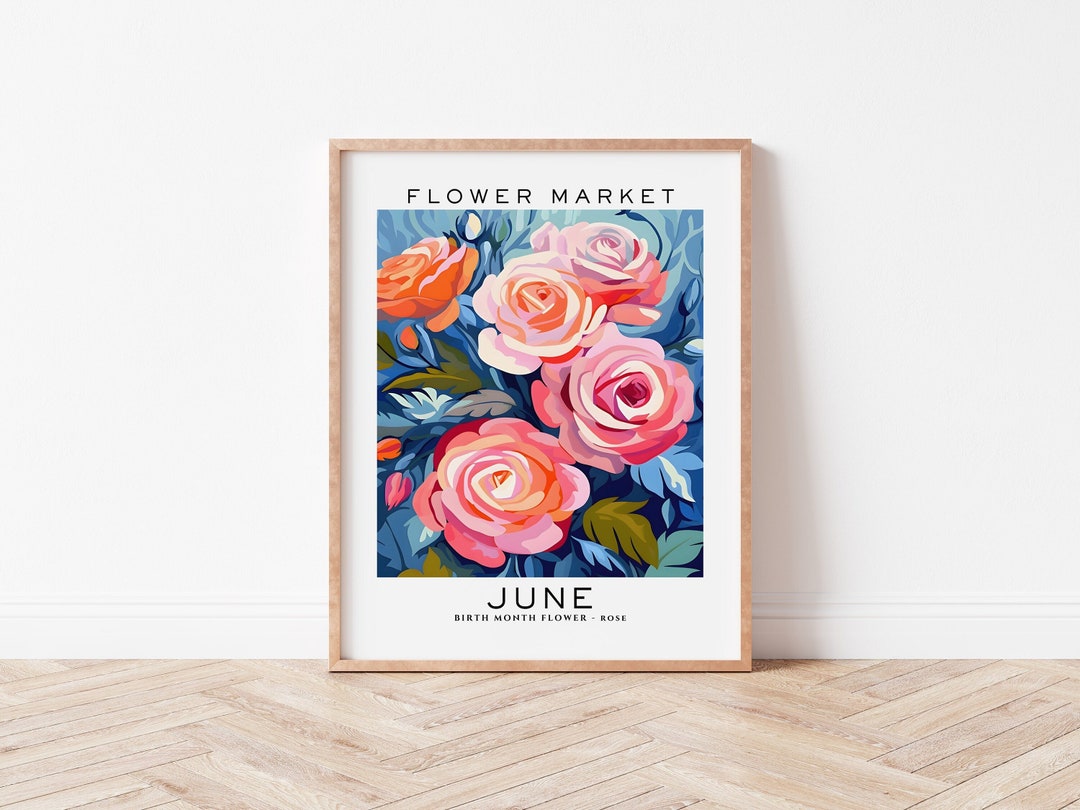 June Birth Month Flower Print, Flower Wall Art, Floral Wall Art, Birth ...