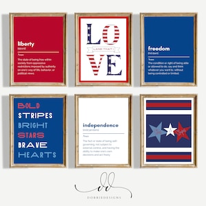 Patriotic Wall Art Set of 54 Independence Day Posters 4th of July Decor ...