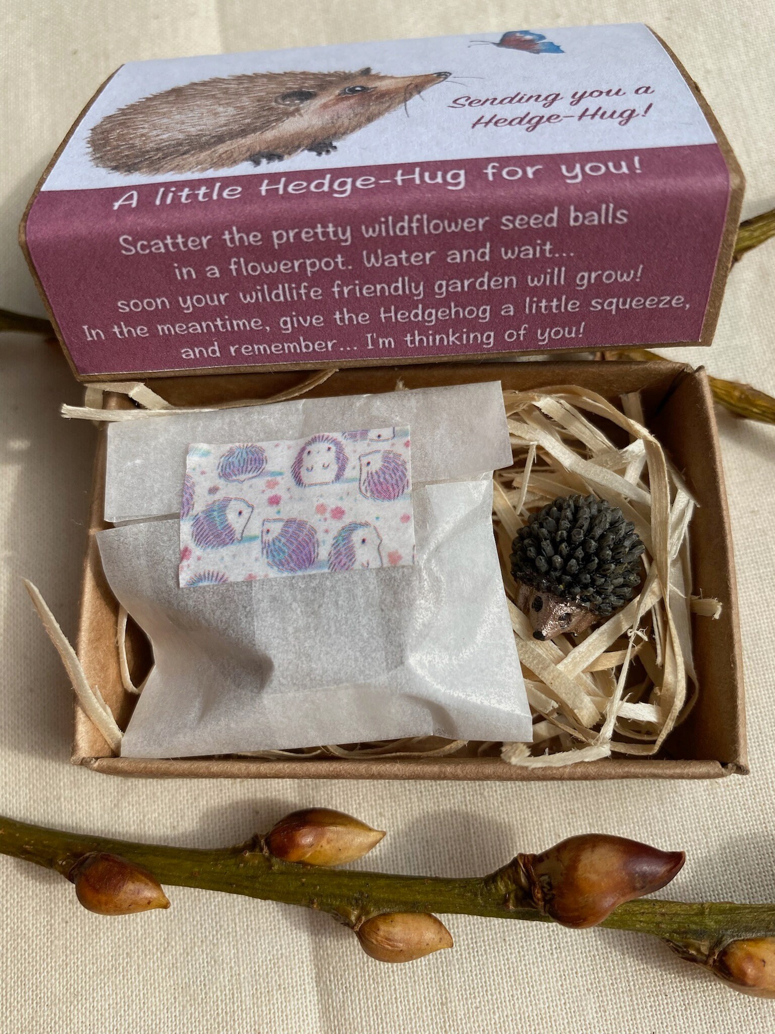 Hedgehog Gift, Pocket Hug, Hug in a Box, Matchbox Gift, Letterbox Gift ...