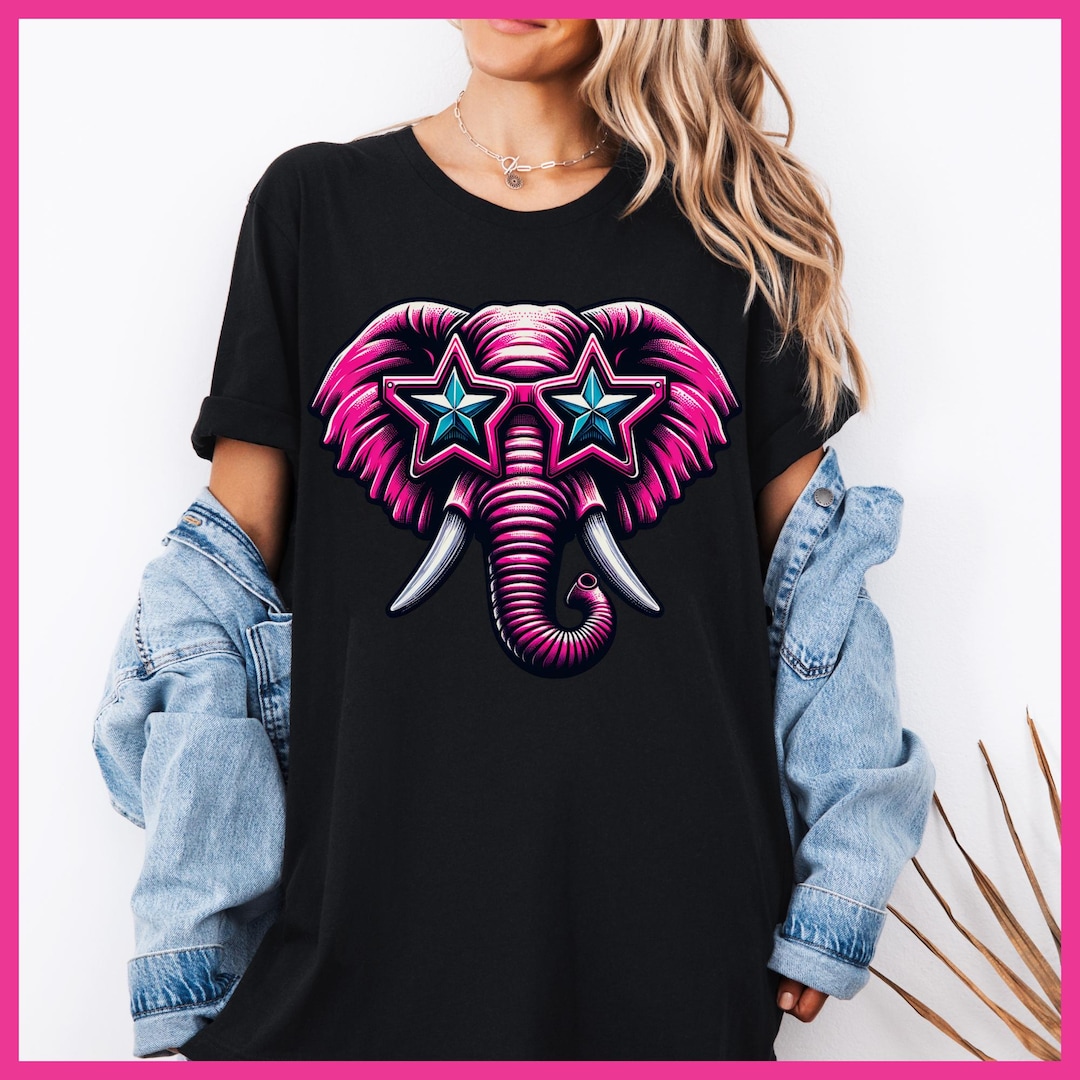 Preppy Elephant Shirt, Elephant Wearing Sunglasses, Hot Pink Elephant ...