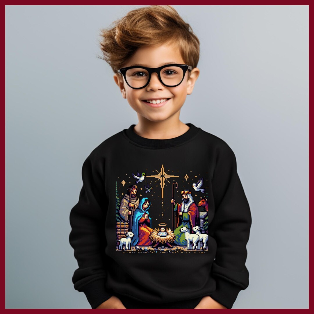 Nativity Scene Youth Sweatshirt, Boys Nativity Scene Sweatshirt, Girls ...