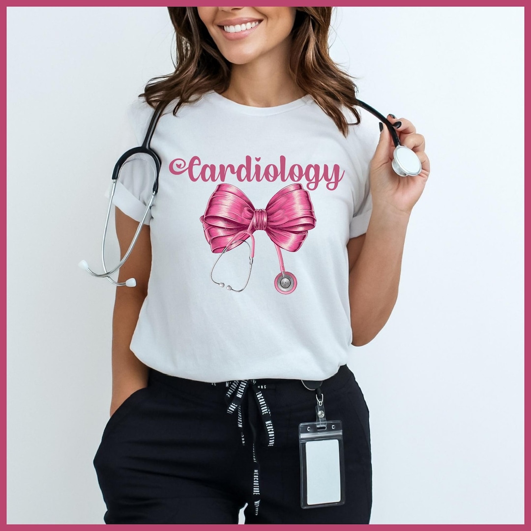 Cardiology Bow Tshirt, Cardiology Nurse Shirt, Cardiology Medical ...