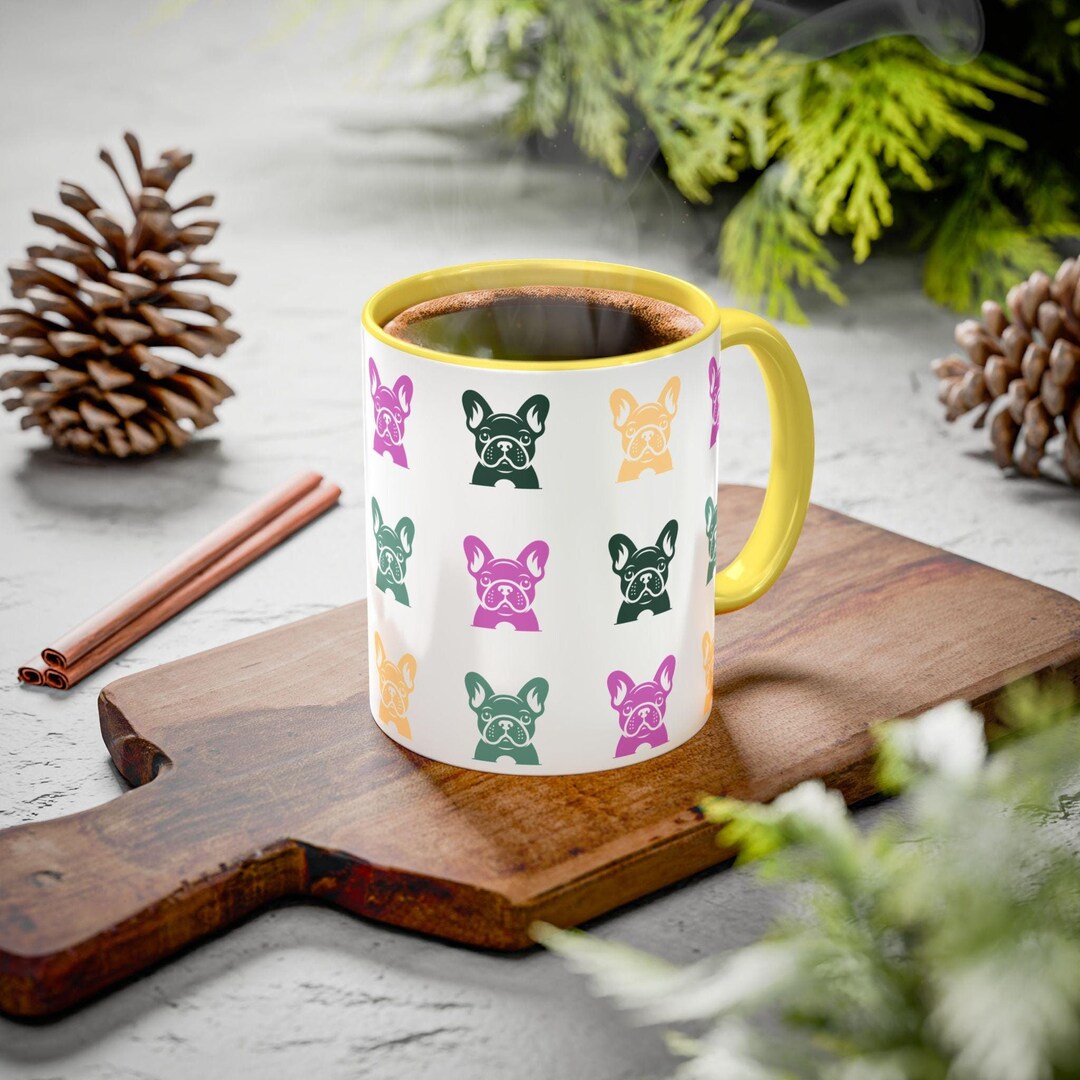 French Bulldog Coffee Mug, Colorful French Bulldog Cup, Spring French ...