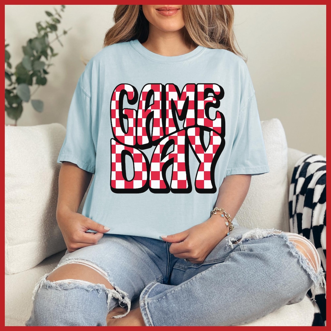 Checkered Game Day Red and Blue Shirt, Game Day Comfort Colors Shirt ...