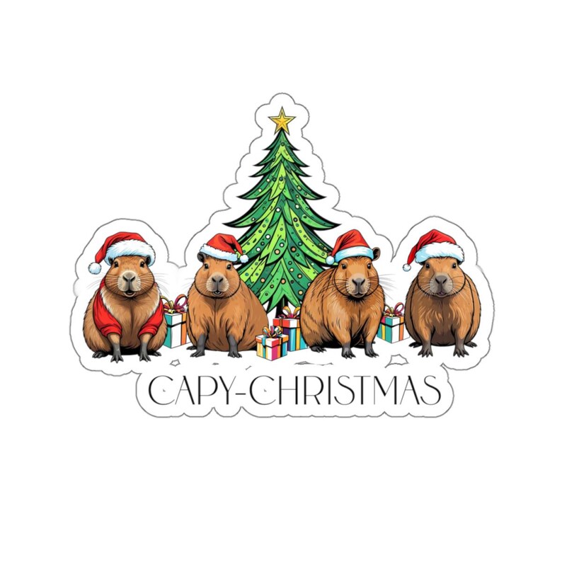 Capy Christmas Stickers, Capybara Christmas, Capy Sticker, Capybara ...
