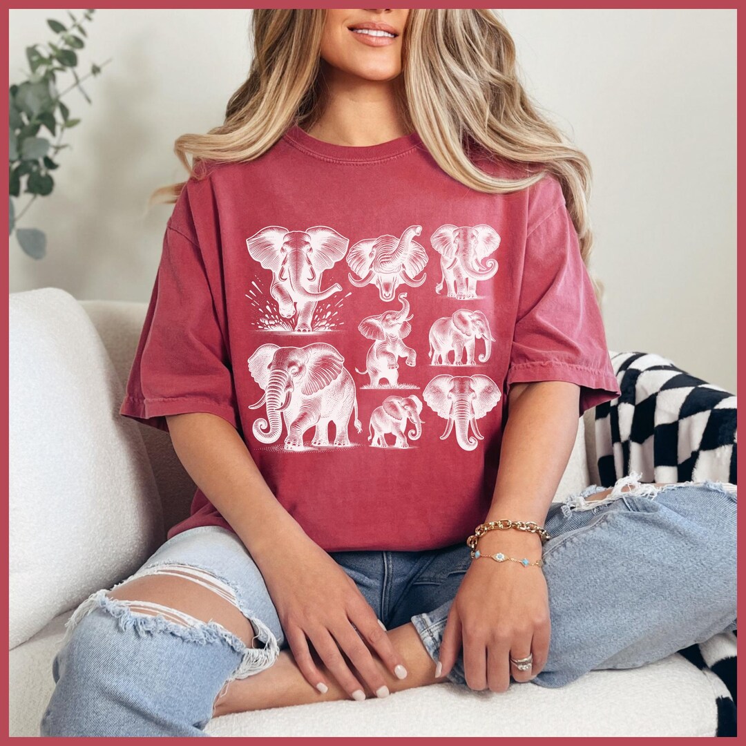 Vintage Elephants, Elephants Pattern Shirt, Elephants Comfort Colors ...