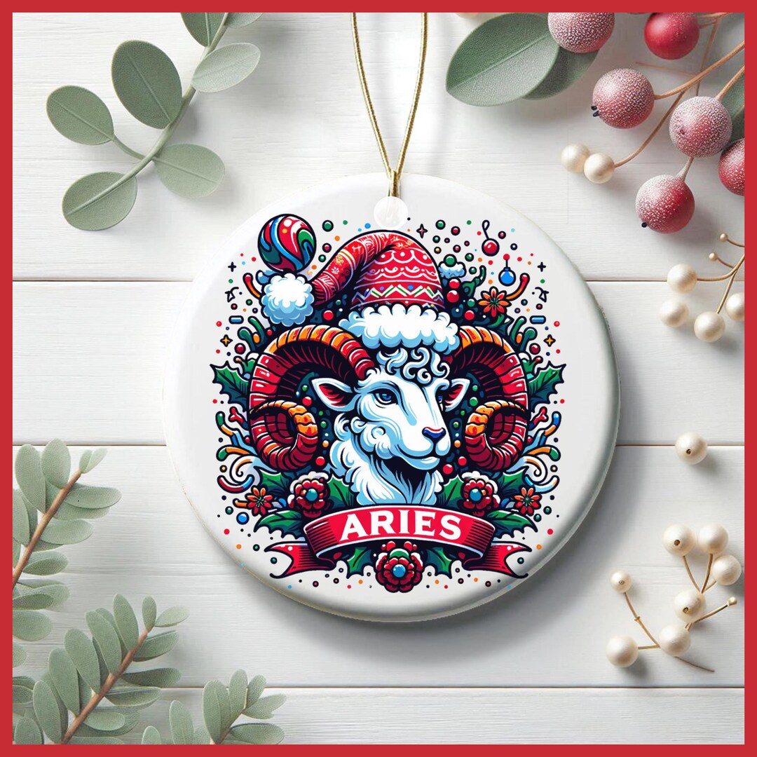 Zodiac Aries Christmas Ornament, Aries Christmas Ornament, Zodiac ...