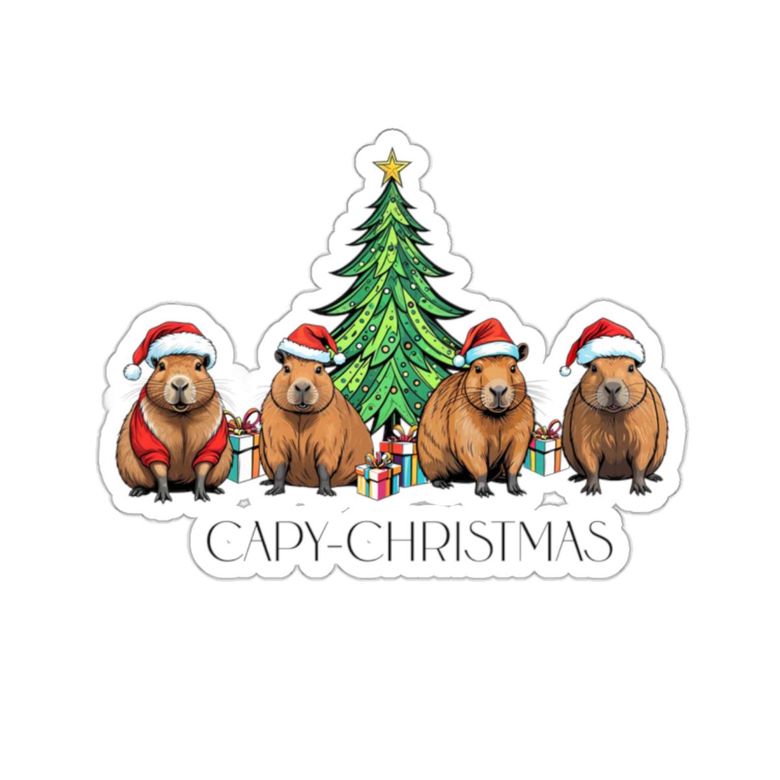 Capy Christmas Stickers, Capybara Christmas, Capy Sticker, Capybara ...