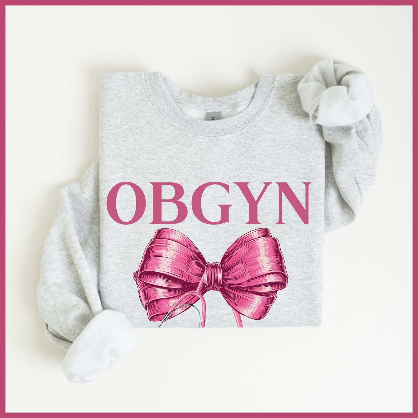 OBGYN Crewneck Sweatshirt, OBGYN Nurse Sweatshirt, Pink Bow Obstetrics ...
