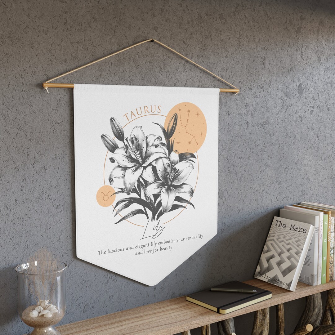 Taurus Birth Flower the Lily Zodiac Pennant, Zodiac Birth Flower for ...