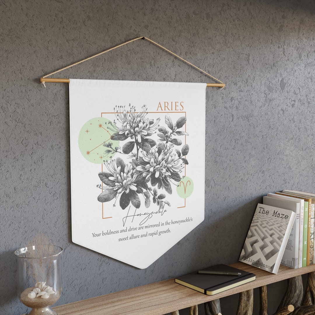 Aries Birth Flower the Honeysuckle Wall Decor, Zodiac Birth Flower the ...