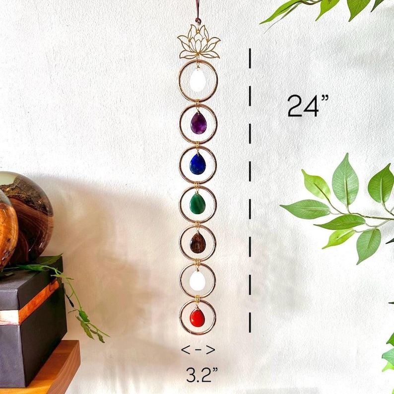7 Chakra Wall Hanging Decor, Crystal Healing Suncatcher, Boho Spiritual ...
