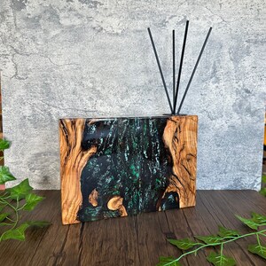 Turquoise Epoxy Reed Diffuser Square, Handmade Wood Resin Diffuser 4 ...